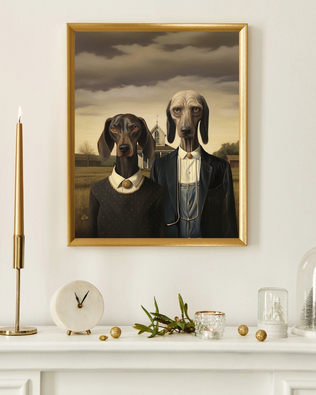American Dogthic Print- Parody of Grant Wood's Painting With Dogs, High ...