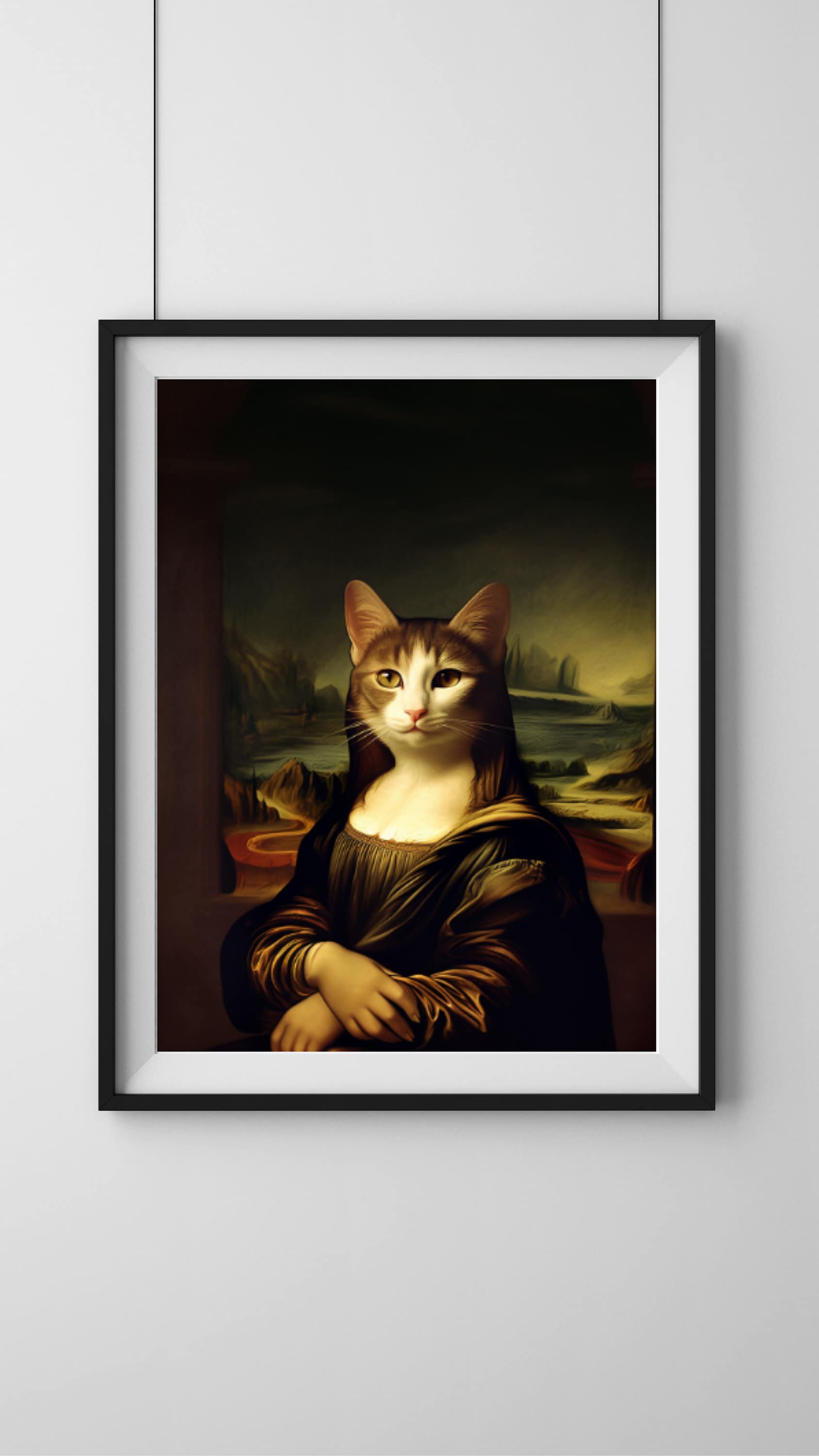 Mona Lisa Print- Parody of Mona Lisa, Da Vinci's Painting With Cat ...