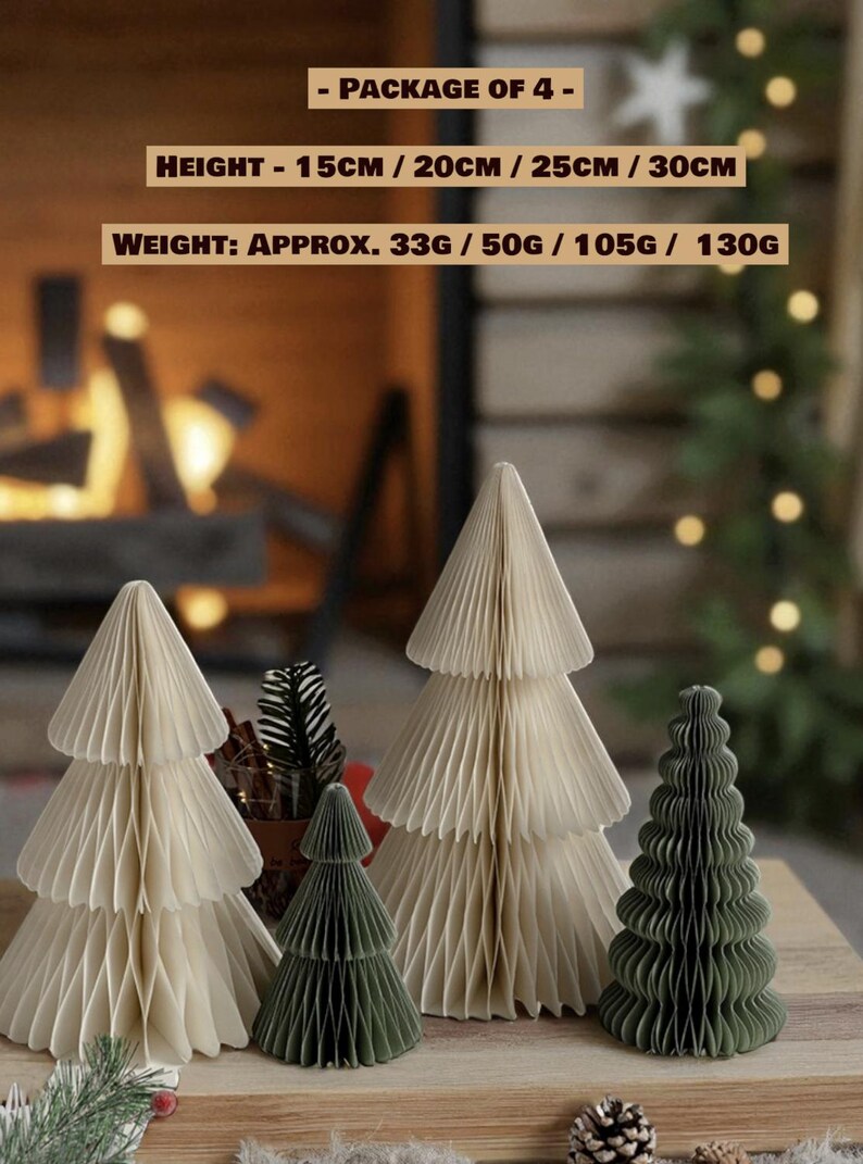 Foldable Paper Christmas Tree | Honeycomb Table Decoration - Etsy