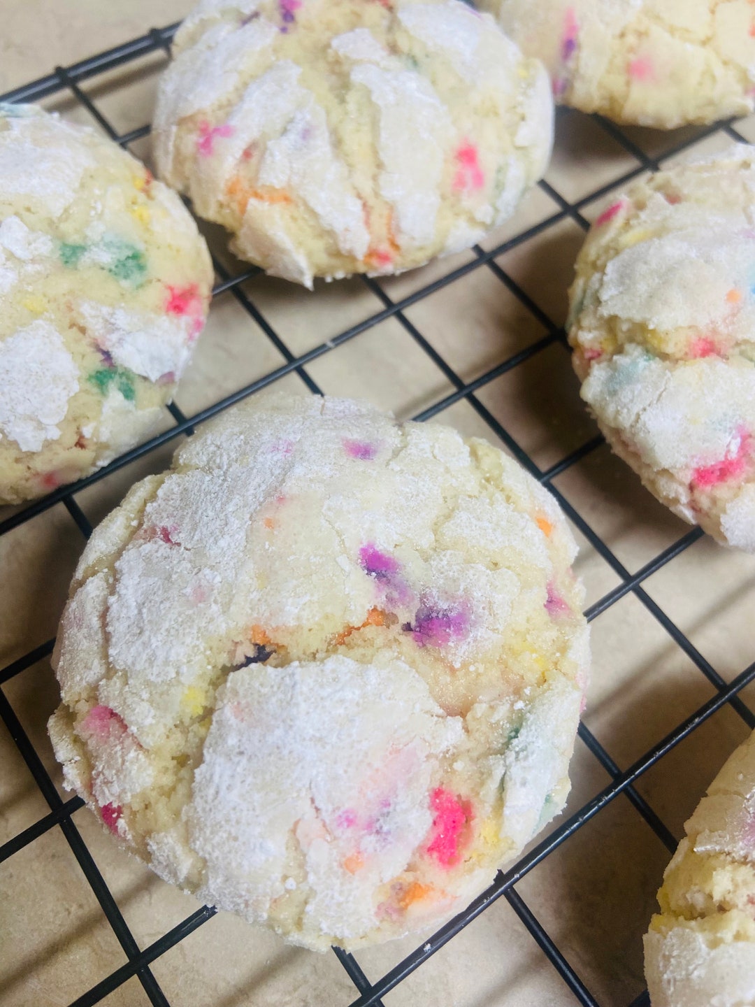 Funfetti Cookies|birthday Gift|confetti|gift|crinkle Cookies - Etsy