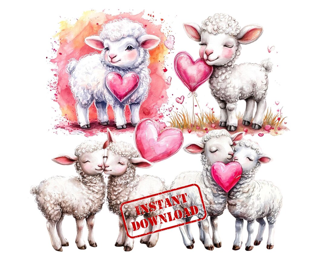 Cute Lambs Clipart, Sheep Clipart, Lambs Clipart, Animals Clipart, Set ...