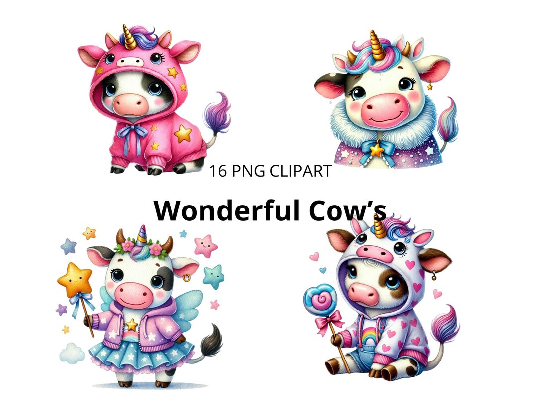 Wonderful Cow’s Clipart, 16 PNG Clipart - Etsy