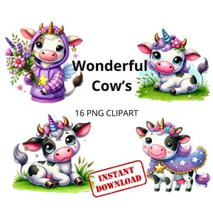 Wonderful Cow’s Clipart, 16 PNG Clipart - Etsy