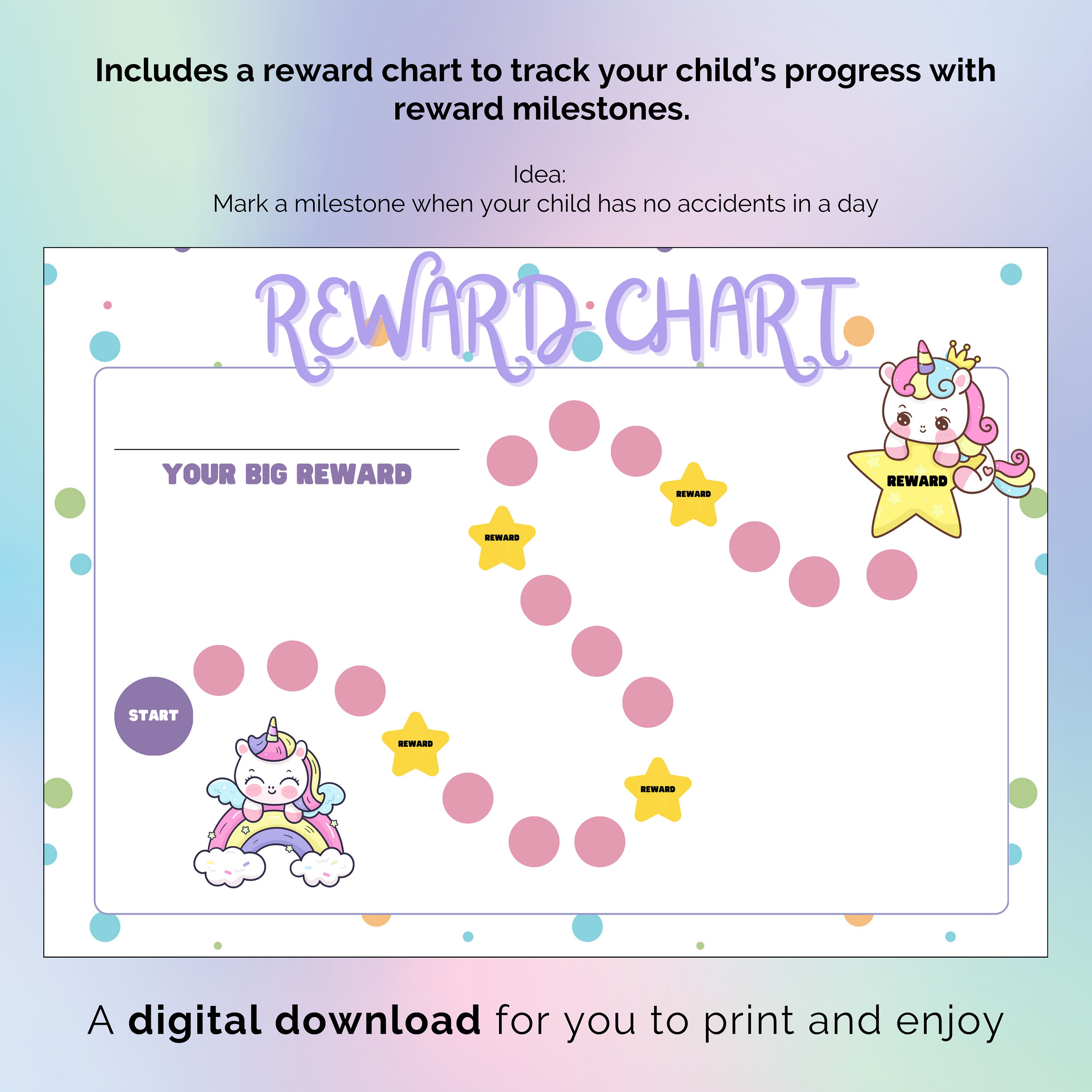 Printable Potty Training Chart, Kids Potty Rewards Chart, Unicorn Potty ...
