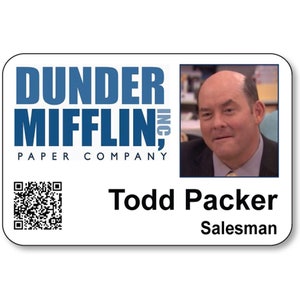 THE OFFICE Todd Packer at Dunder Mifflin Halloween Cosplay Name Badge ...