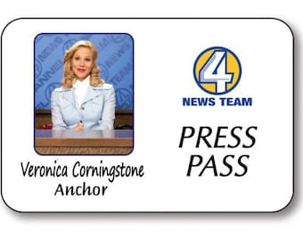 Anchorman RON Burgundy Channel 4 News Press Pass ID Badge, Name Tag ...