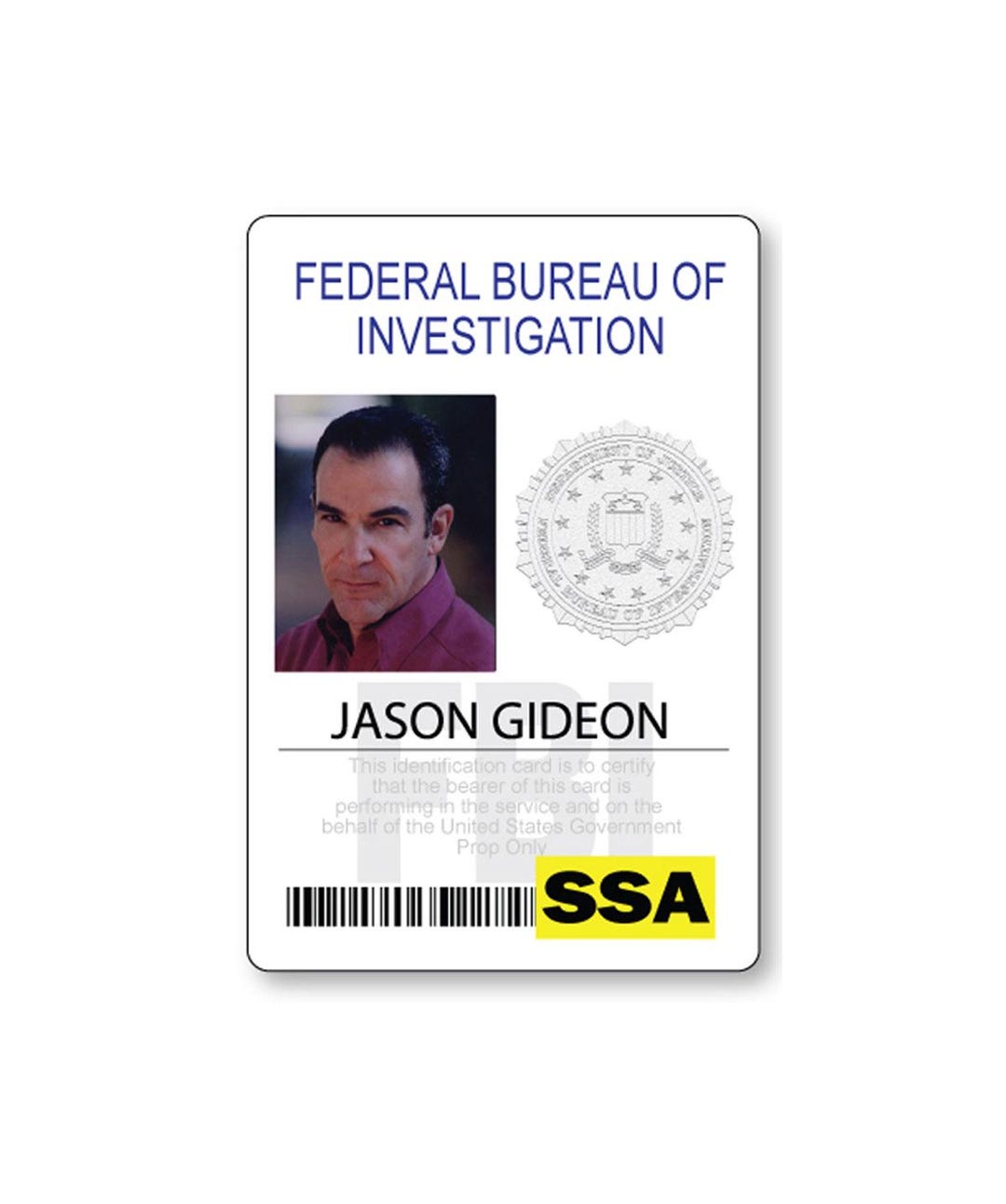 CRIMINAL MINDS JASON Gideon Halloween Costume or Cosplay Name Badges ...