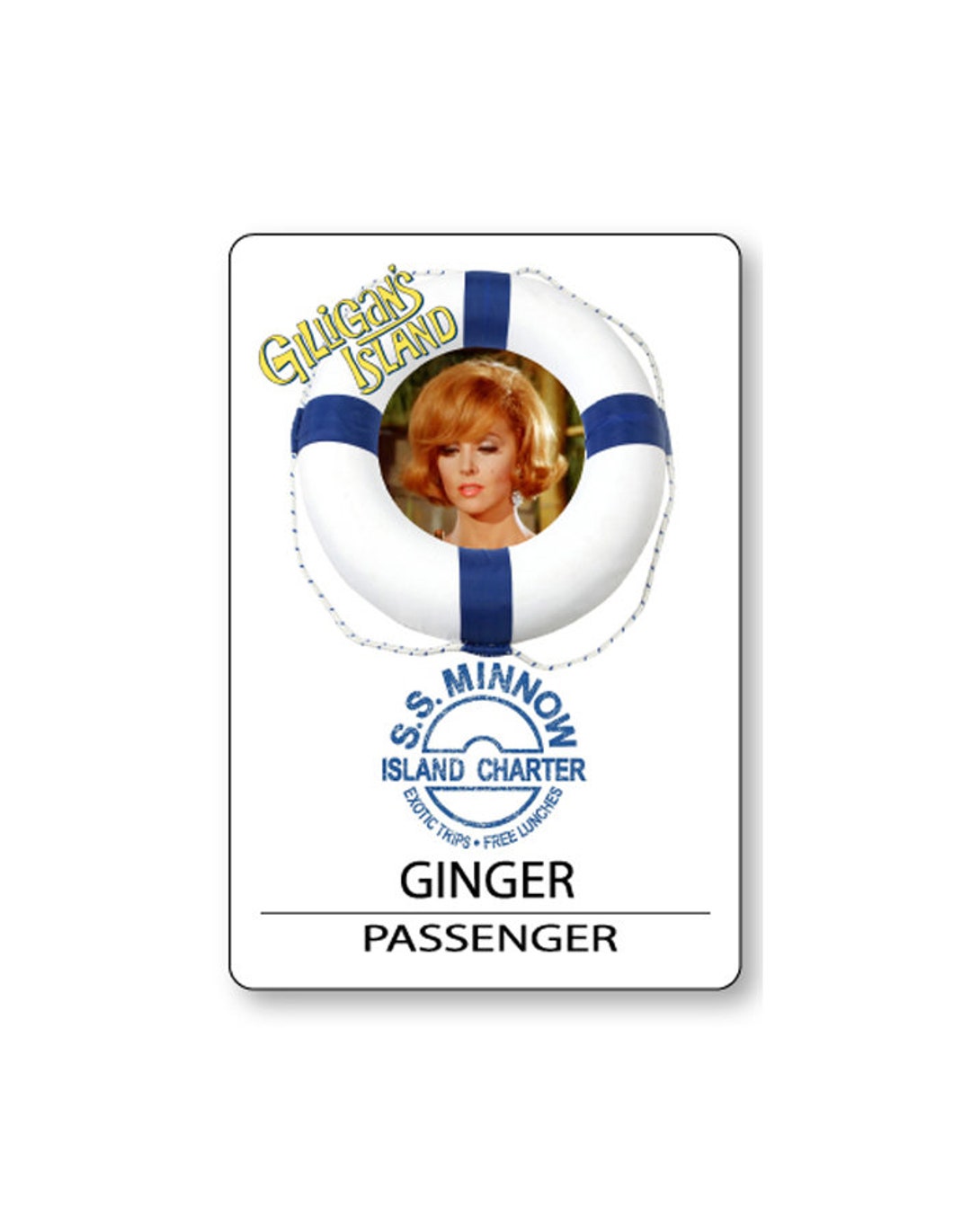 GILLIGANS ISLAND, GINGER Name Badge With Pin Fastener Halloween Costume ...