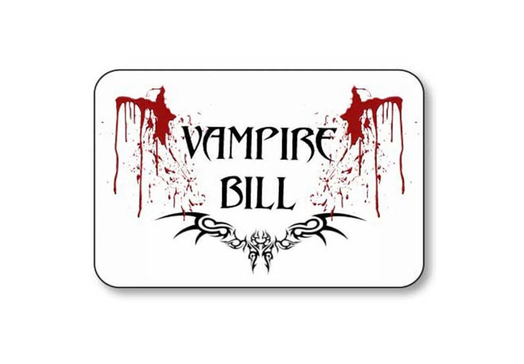 TRUE BLOOD VAMPIRE Bill Magnet Fastener Name Badge Halloween Costume ...
