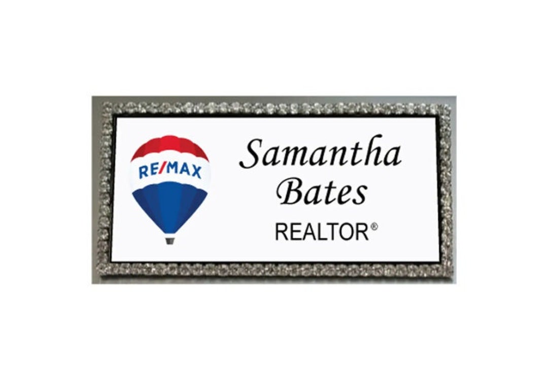 RE/MAX Realtors Bling CRYSTAL Edges Personalized Name Badge Tag With a ...