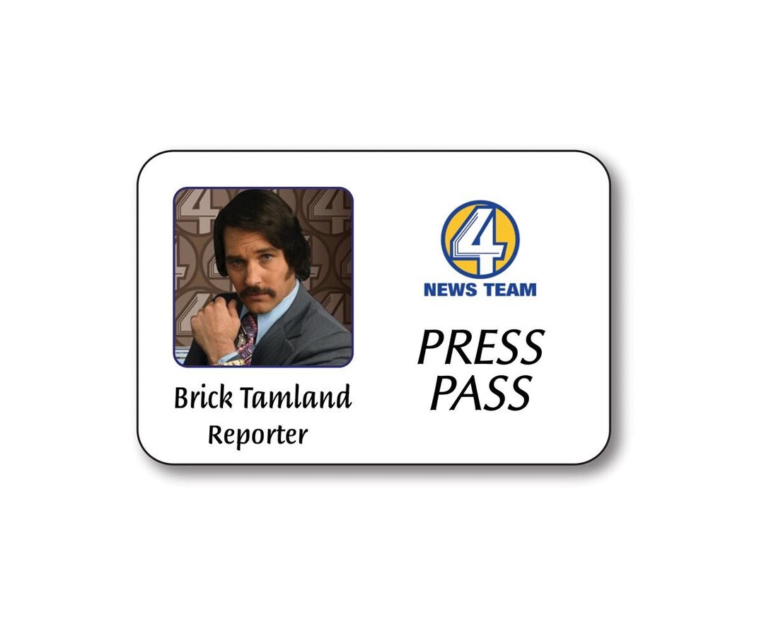 ANCHORMAN RICK TAMLAND Halloween Costume or Cosplay Name Badge With Pin ...