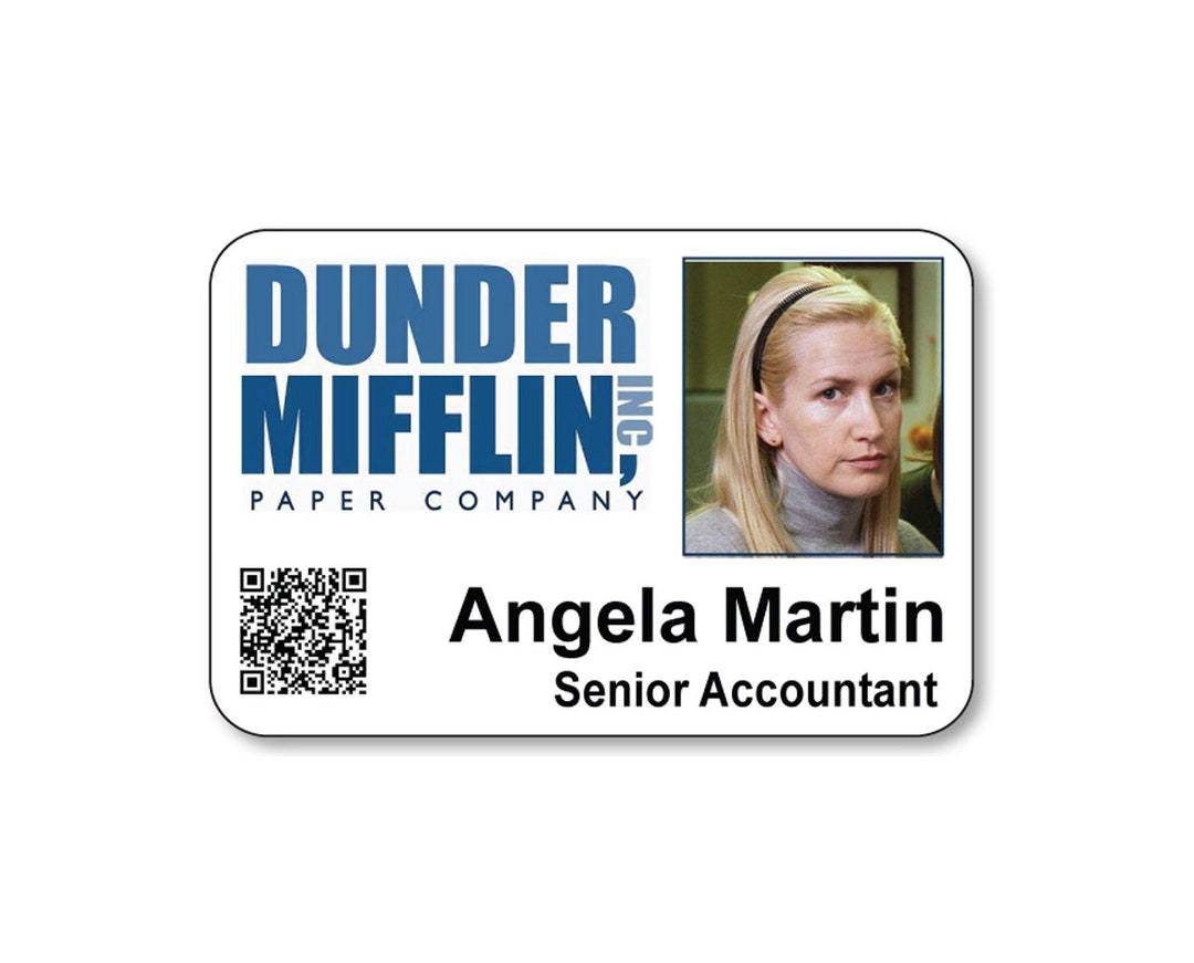 The Office Angela Martin At Dunder Mifflin Halloween Cosplay Name Badge With Magnet Fastener Etsy