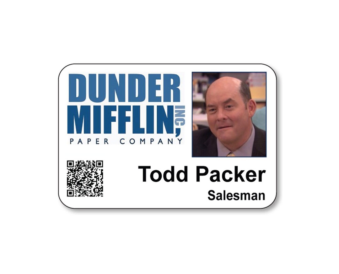 THE OFFICE Todd Packer at Dunder Mifflin Halloween Cosplay Name Badge ...