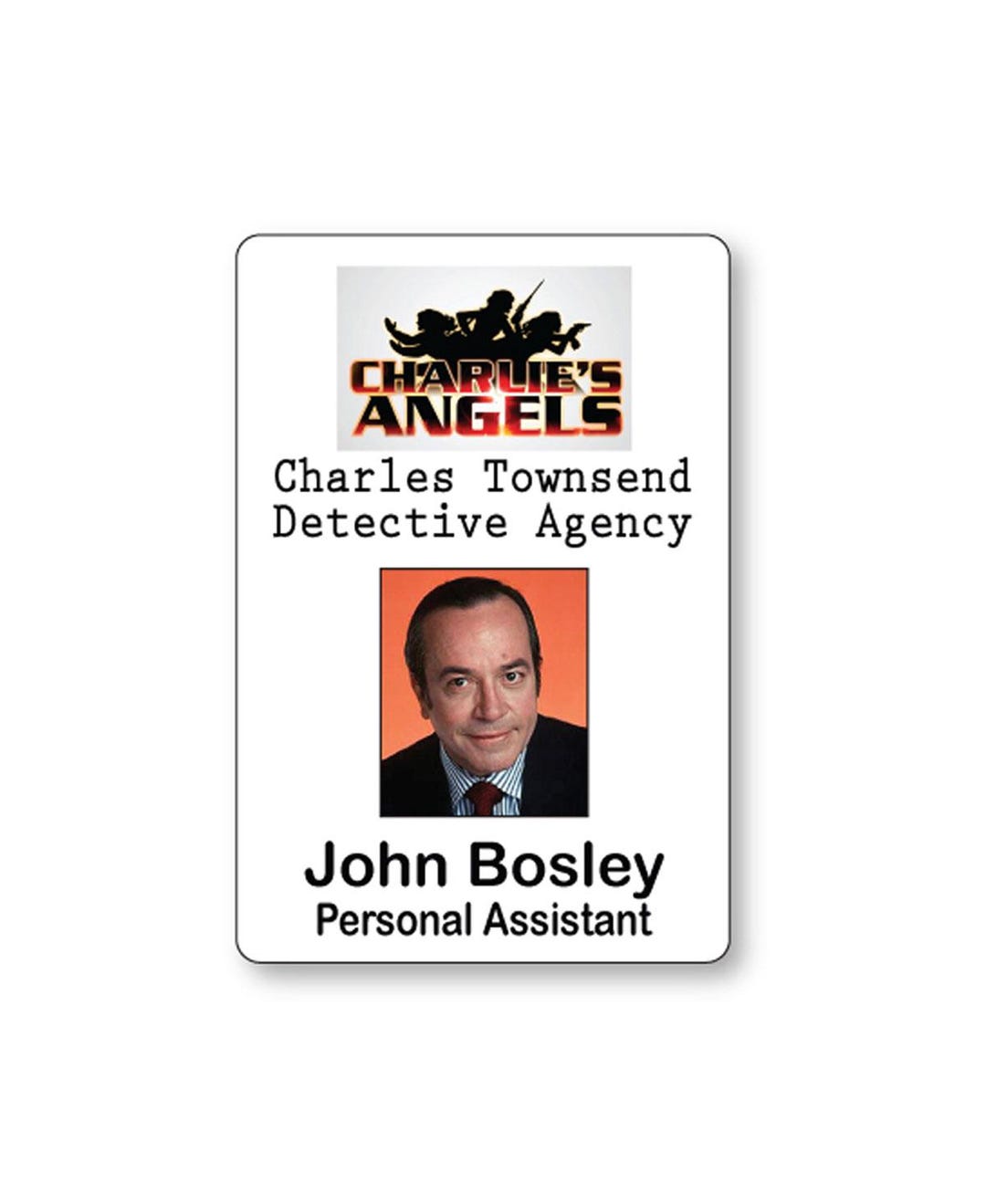 CHARLIES ANGELS John Bosley Pin Fastener Name Badge Halloween Costume ...