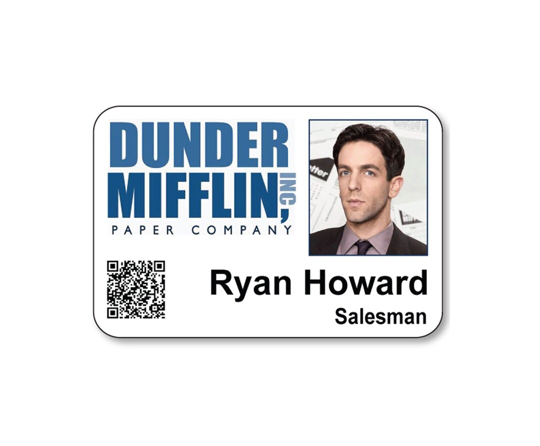 THE OFFICE Ryan Howard at Dunder Mifflin Halloween Cosplay Name Badge ...