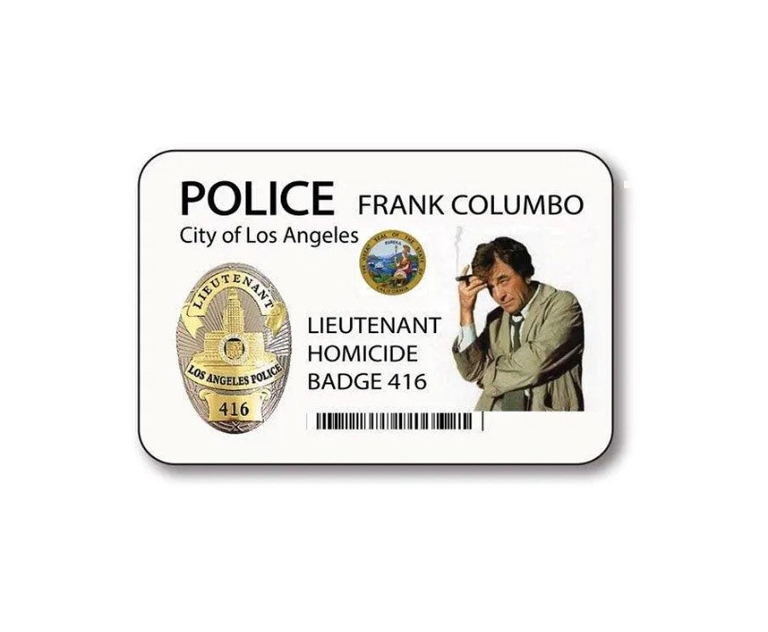 COLUMBO, Lieutenant Frank COLUMBO Magnet Fastener Name Badge Halloween ...
