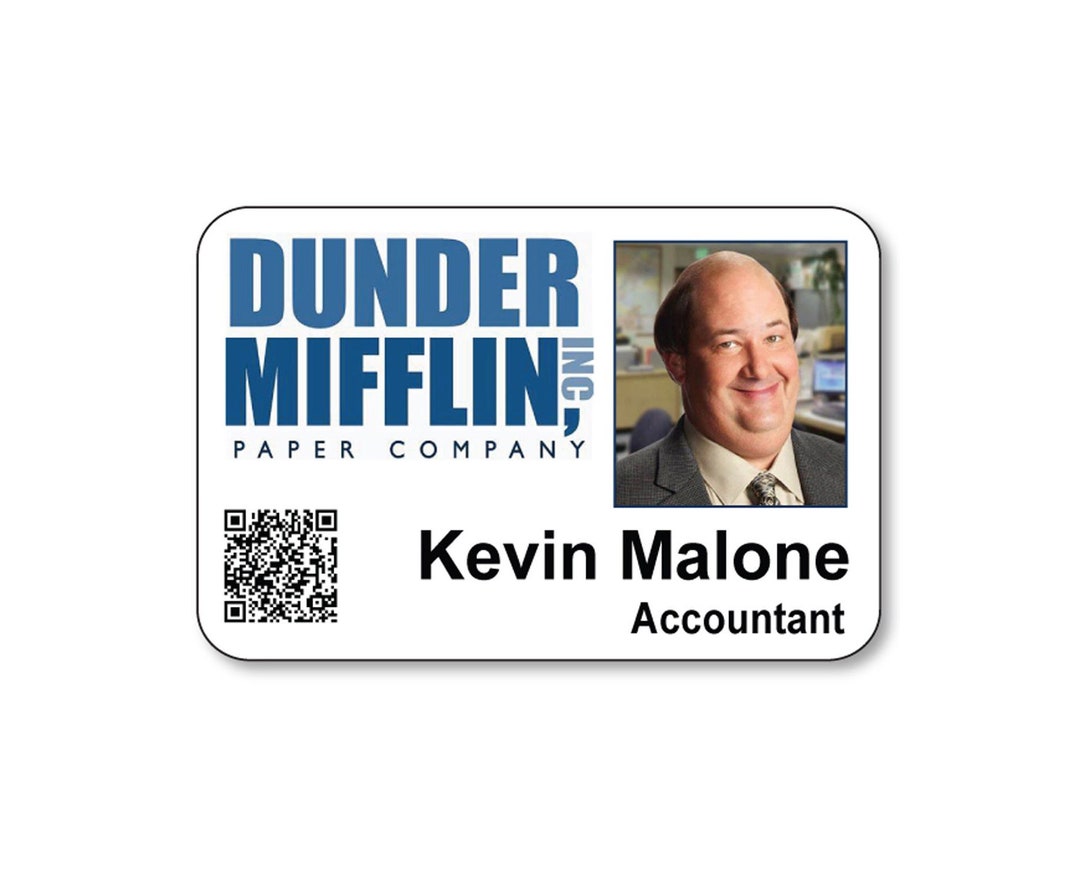 THE OFFICE Kevin Malone at Dunder Mifflin Halloween Cosplay Name Badge ...