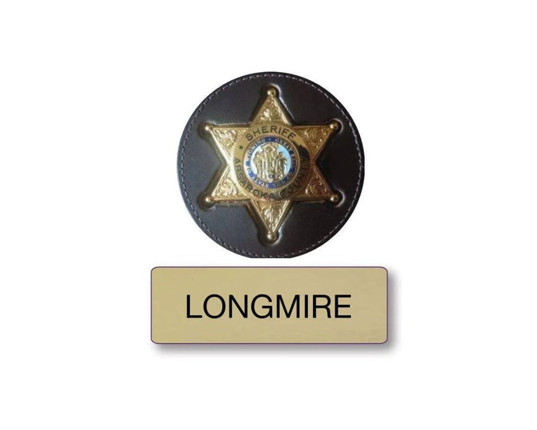 LONGMIRE SHERIFF Police Pin Fastener Name Badge & Sheriff 3" BUTTON ...