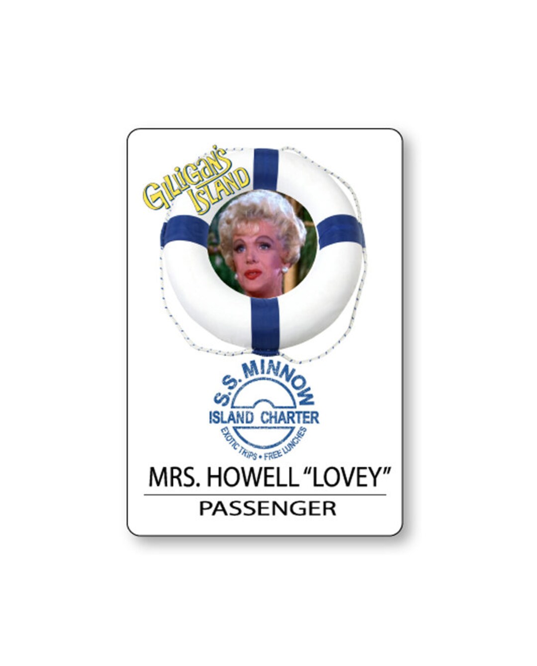 GILLIGANS ISLAND, Mrs. Howell Name Badge With Pin Fastener Halloween ...