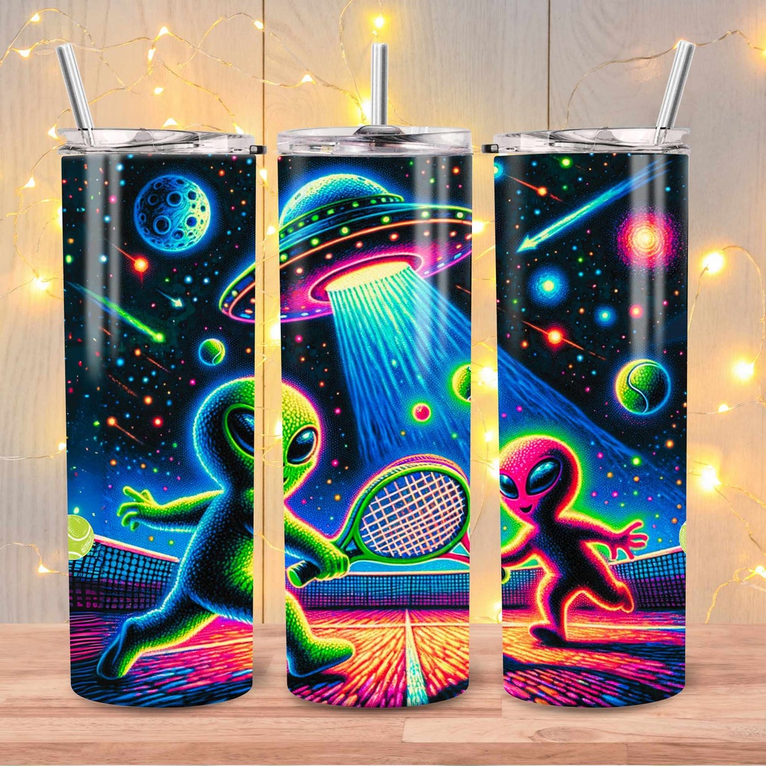 Tennis Tumbler Wrap, Alien Tennis Sublimation, Tennis Ball 20oz Skinny ...
