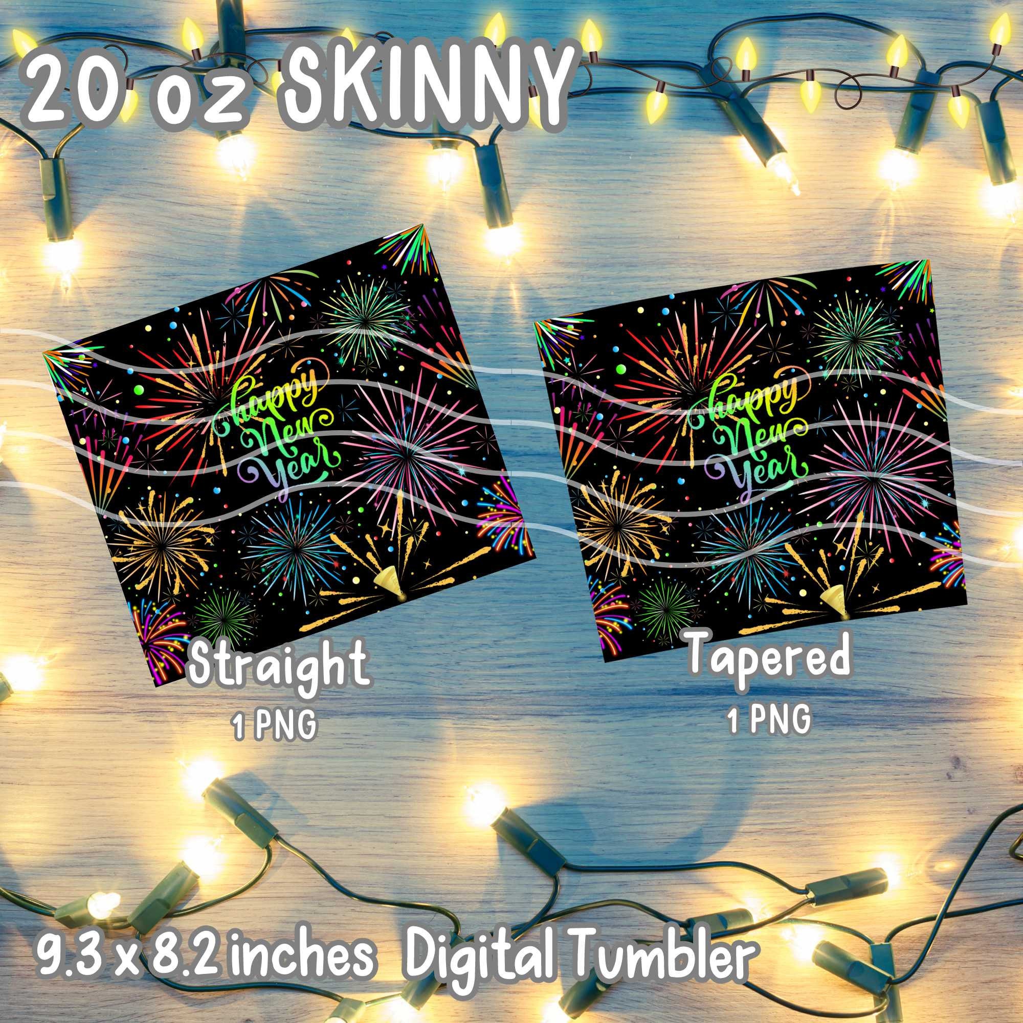 New Year 20oz Skinny Tumbler Sublimation Design, Firework Display ...