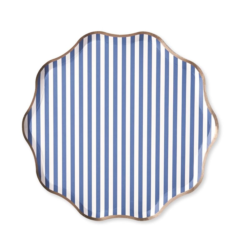Hamptons Toile De Jouy and Cabana Stripes Plates – Coastal Blue & White ...