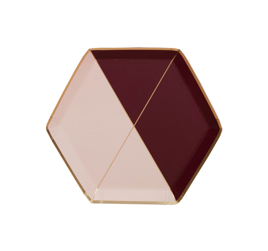 Pink, Burgundy/maroon & Gold Foil Dessert Plates - Small Paper Plates ...