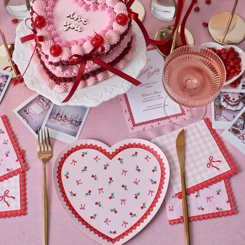 Heart Shaped Valentines Plates - Dessert Plates - Galentines Party ...
