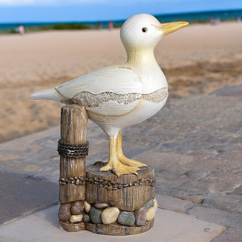 Handcraved Wooden Seagul on a Bridge Post, Ocean Life, Seagull Ocean ...