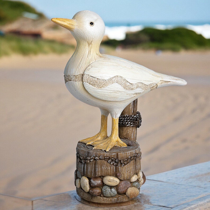 Handcraved Wooden Seagul on a Bridge Post, Ocean Life, Seagull Ocean ...