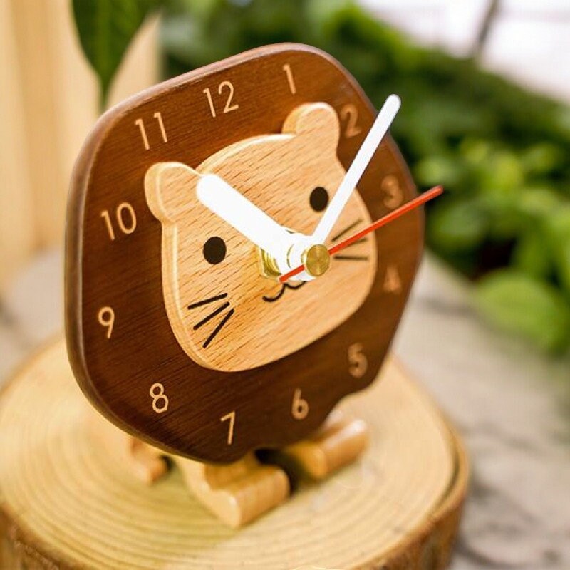 Handcrafted Wooden Lion Clock, Lion Clock Paper Weight, Adorable Living ...