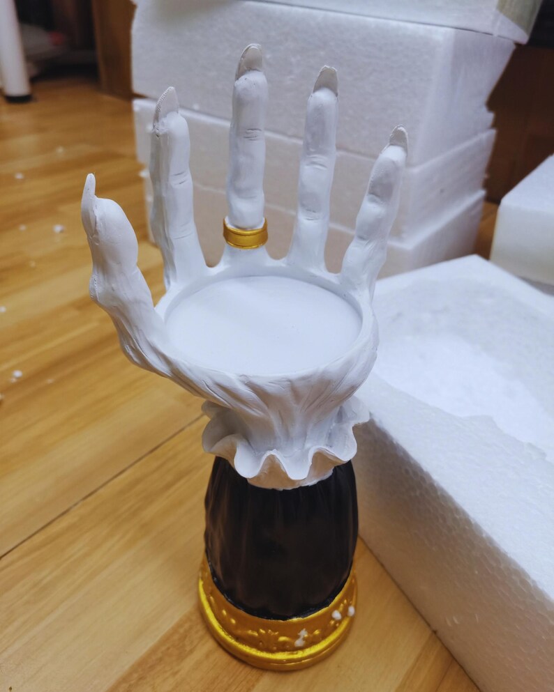 Witch Hand Candlestick Gothic Resin Table Decor Scary Devil Palm ...