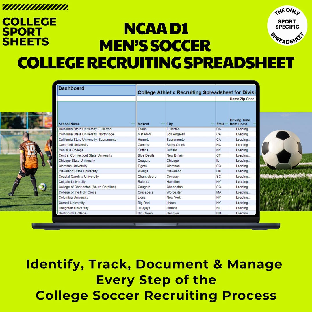 D1 Men’s Soccer College Recruiting Spreadsheet With 213 Division 1 Men ...