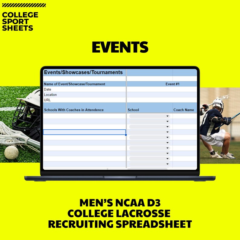 D3 Men’s Lacrosse College Athlete Sports Recruit Spreadsheet With All ...