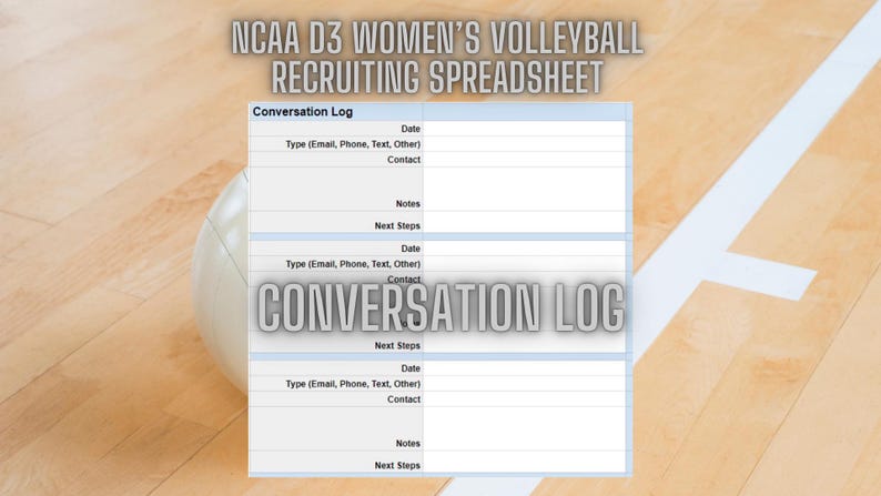 NCAA D3 Womens Volleyball College Athlete Sports Recruit Spreadsheet ...