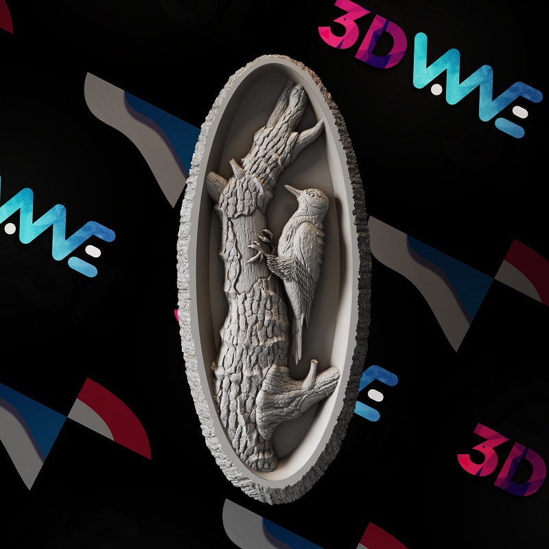 Woodpecker 3d Stl | Bird Cnc | 3d Model | STL | CNC Files | Wall Decor ...