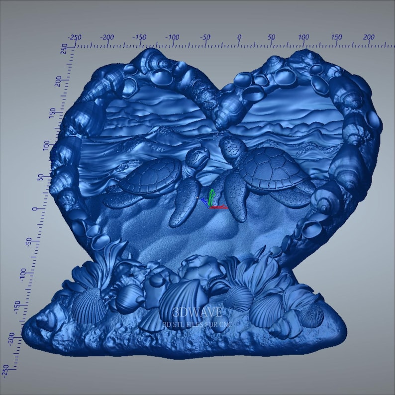 Sea Turtle 3D STL Art | Turtle Couple Love, Beach Heart Shell Frame CNC ...