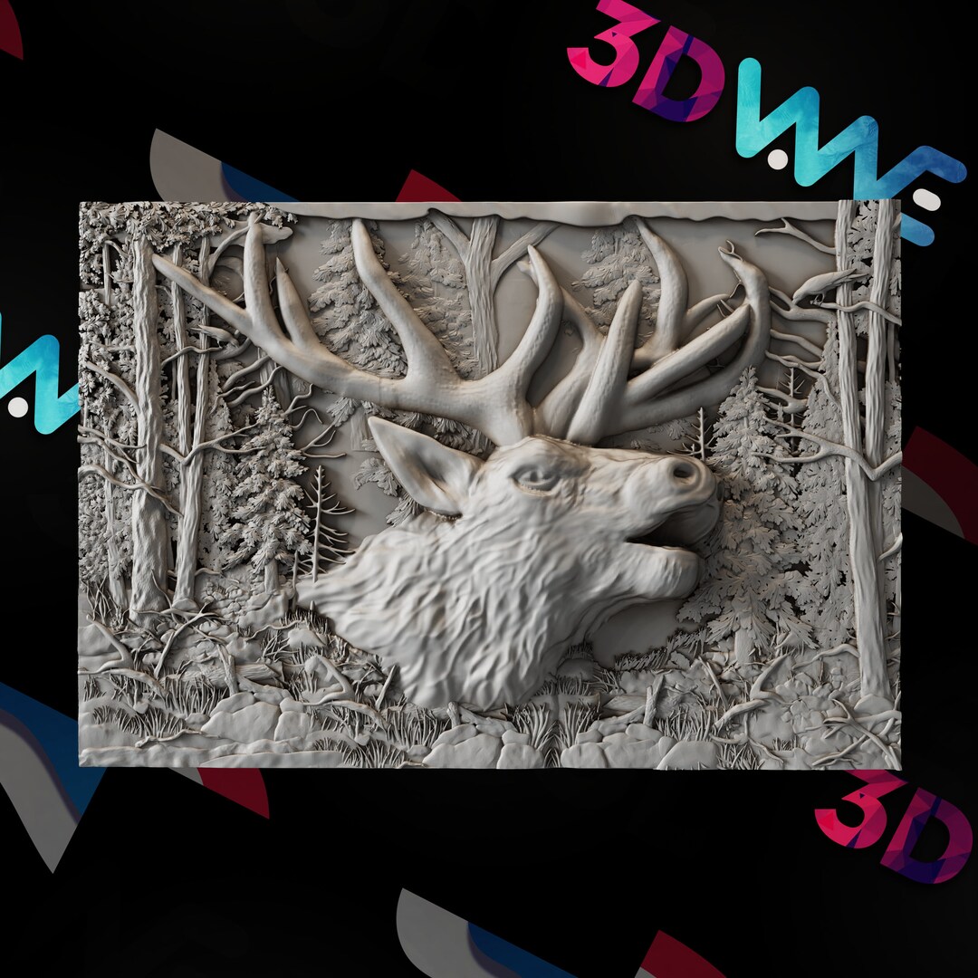 Deer | Stag | 3d Model | STL | CNC Files | Wall Decor | Wood Art | Home ...