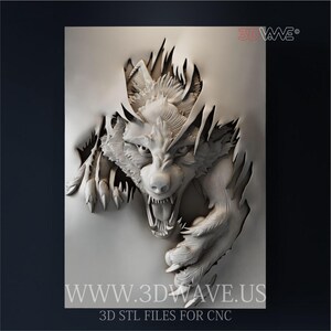 3D STL File: Wolf Digital Pattern | CNC Carving Template | Digital ...
