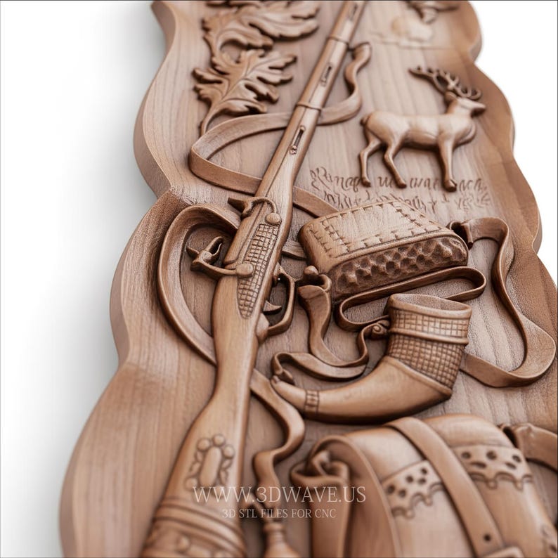 Deer Hunting STL | Trophy & Gear Wall Art, Tall Narrow Cabin Decor CNC ...