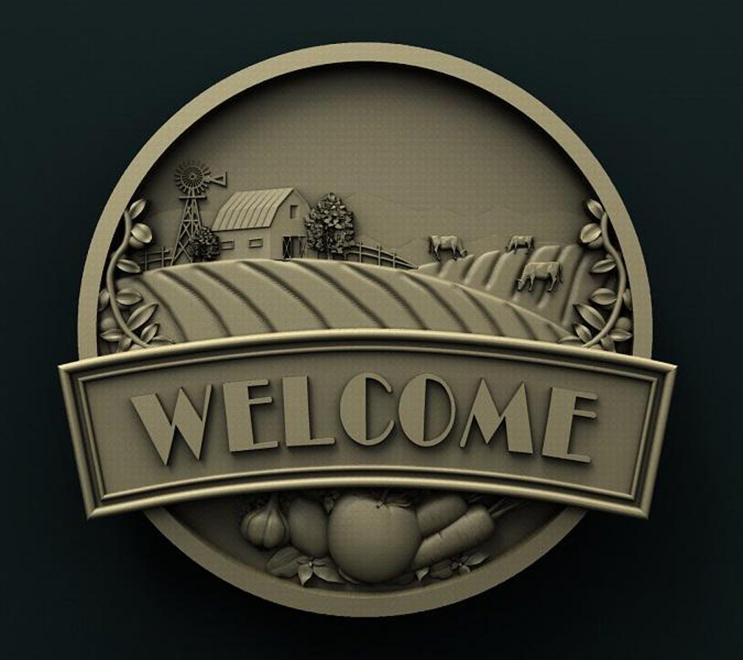Farm Welcome Sign 3D STL File: CNC Carving Template, Woodworking ...