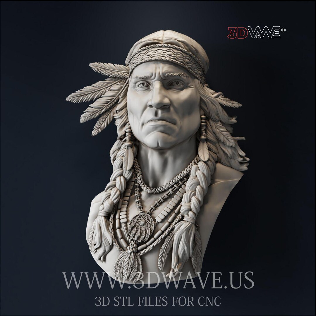 Native American 3D STL File: CNC Carving Template for Wood Art (digital ...