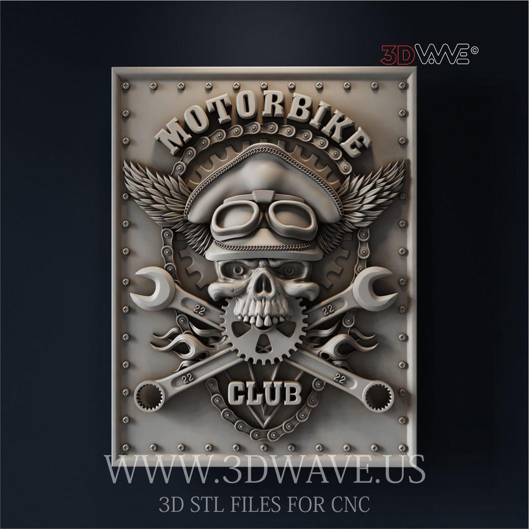 3D Skull Biker Club Sign - CNC STL File (digital Download) - Etsy