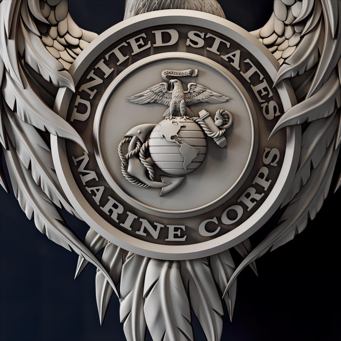 USMC Eagle STL File for CNC | Marine Corps Eagle Relief Wood Carving ...