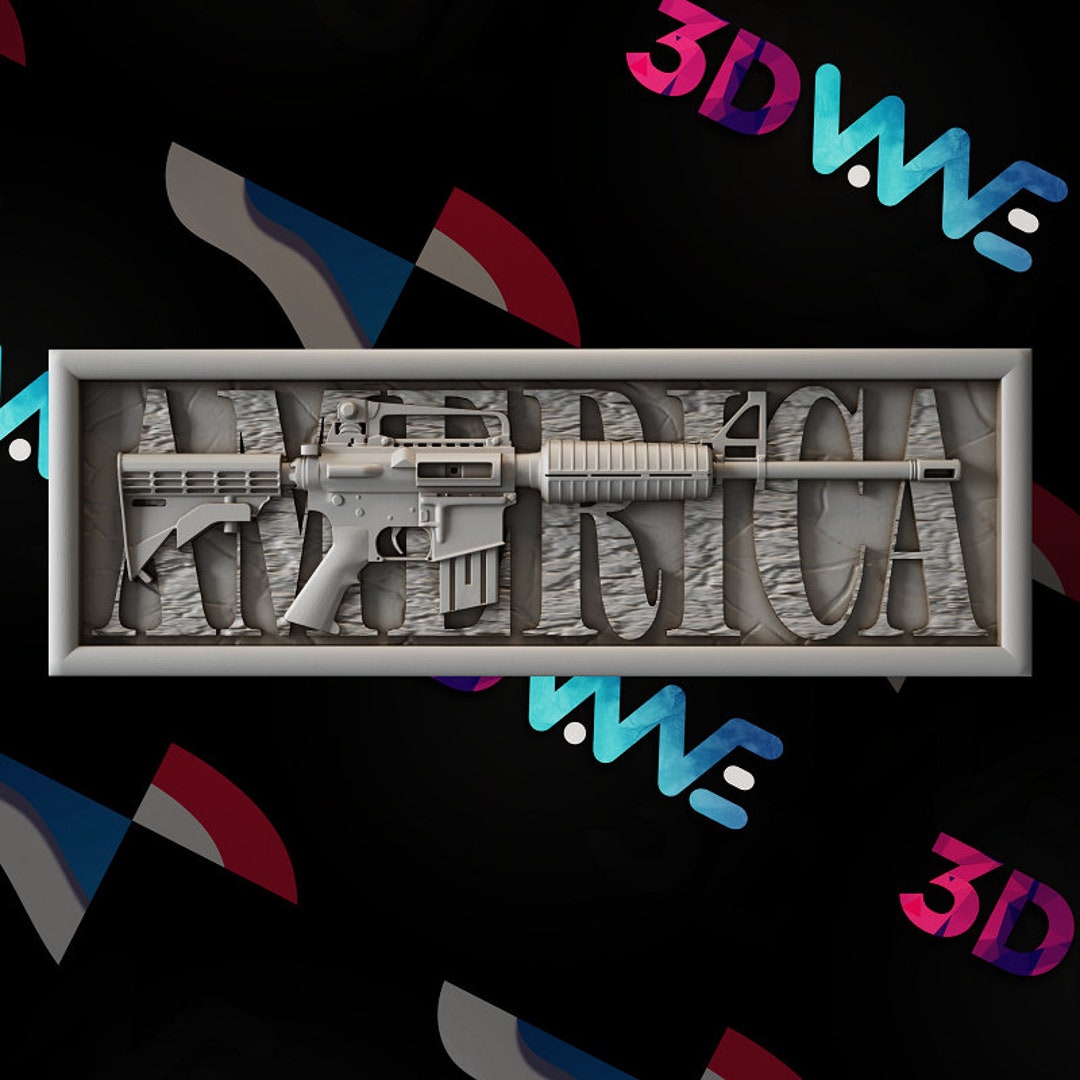 America | Second Amendment | Gun | 3d Model | STL | CNC Files | Wall ...