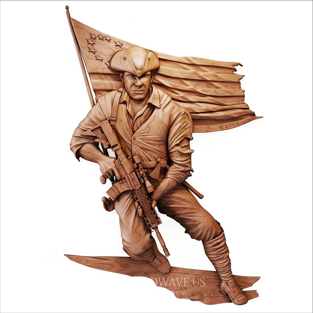 Patriot With Rifle CNC STL File | American Flag Wood Carving - Etsy