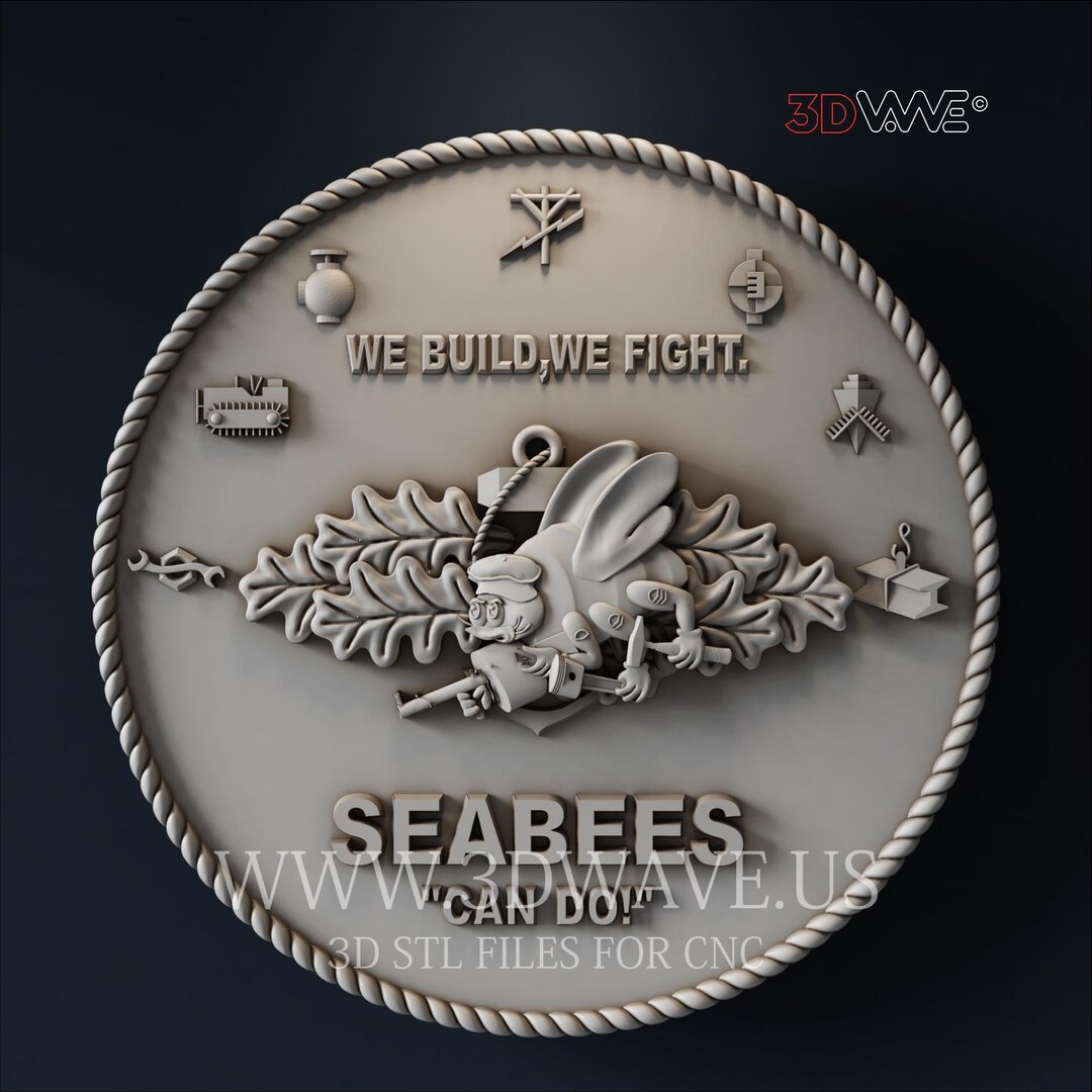 3D Model of Seabee American Navy Plaque - CNC Files & Wall Art Download ...