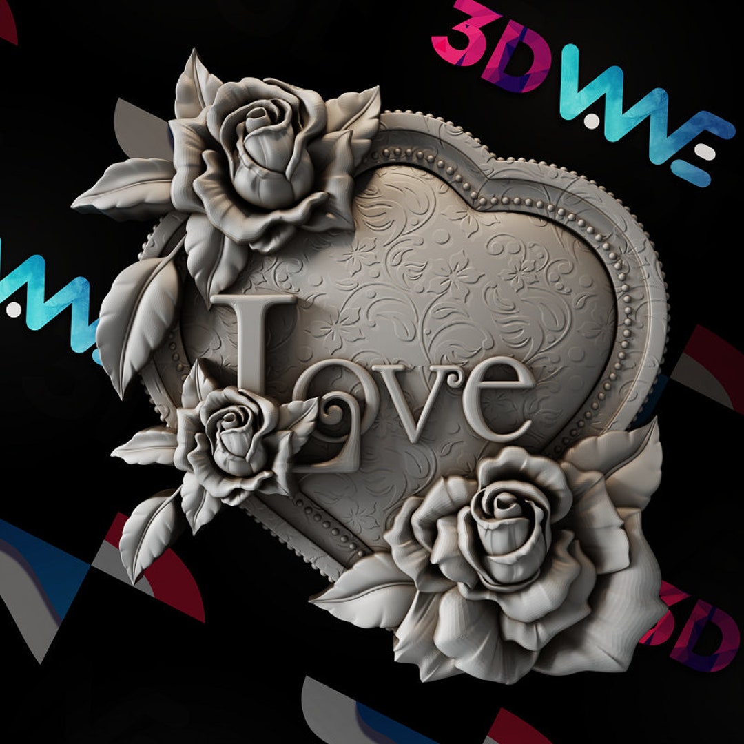 Love | Rose | 3d Model | STL | CNC Files | Wall Decor | Wood Art | Home ...