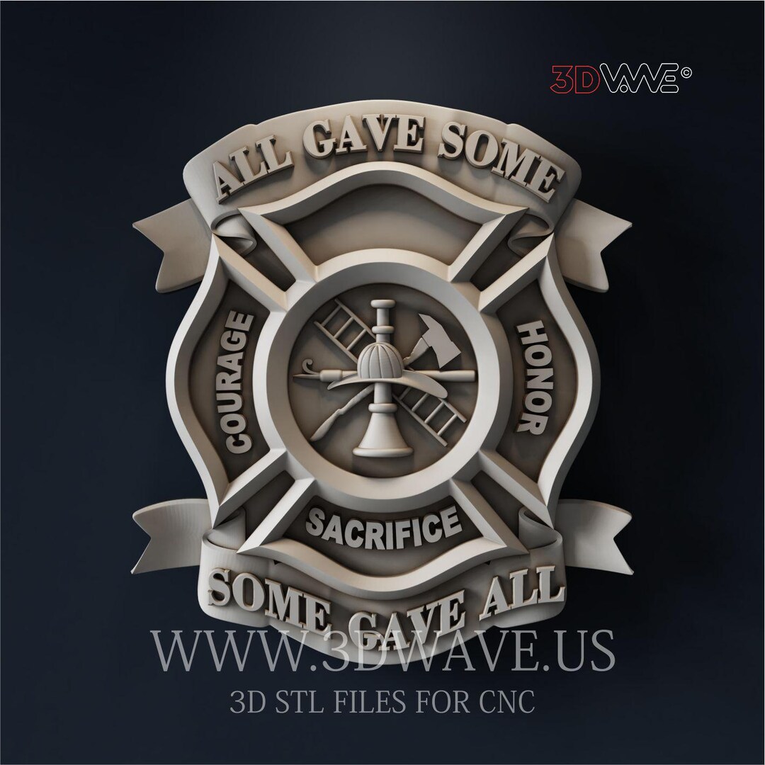 Firefighter Badge 3D STL File: CNC Carving Template (digital Download ...