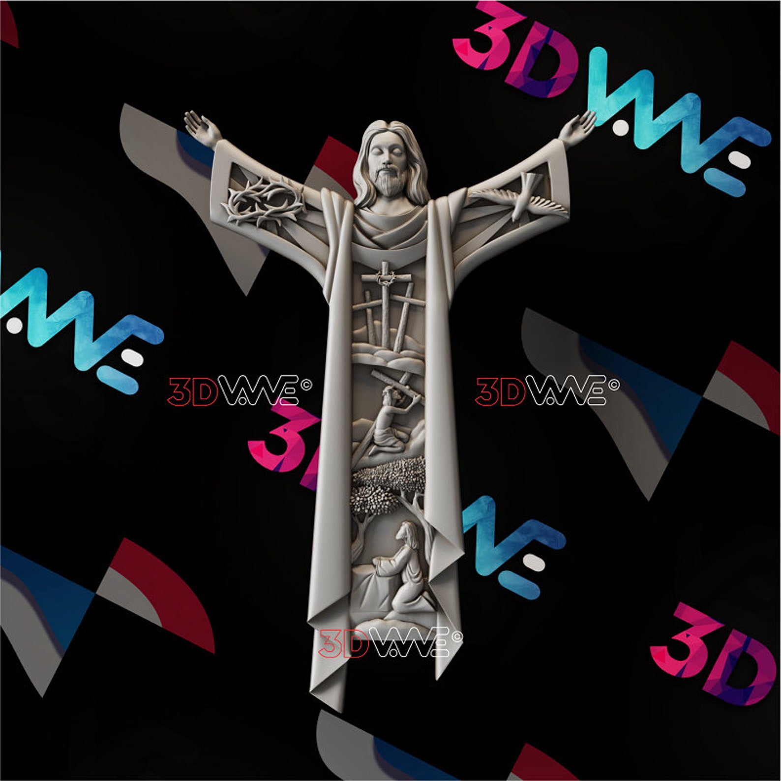 Jesus | Cross | Crucifixion | 3d Model | STL | CNC Files | Wall Decor ...